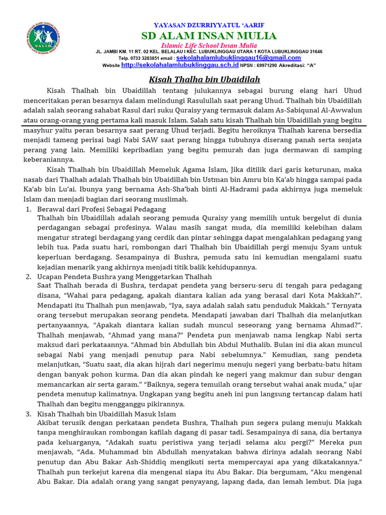 Siroh Thalha Bin Ubaidilah | PDF