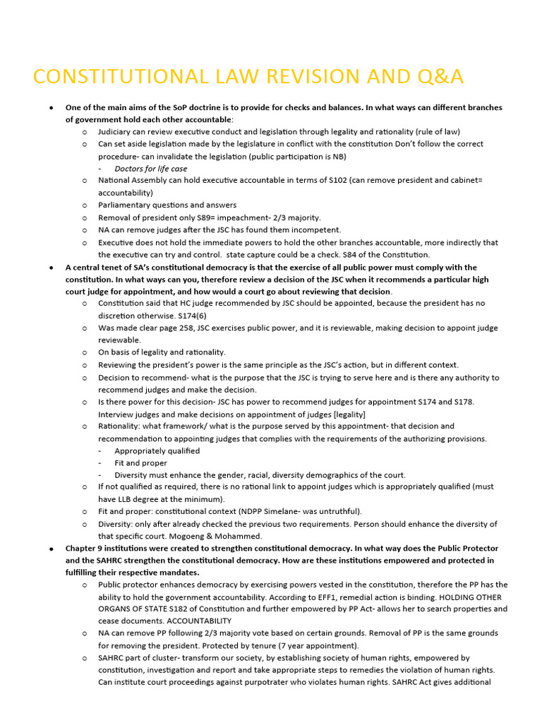 Constitutional Law: Checks and Balances | PDF | Constitution | Human Rights