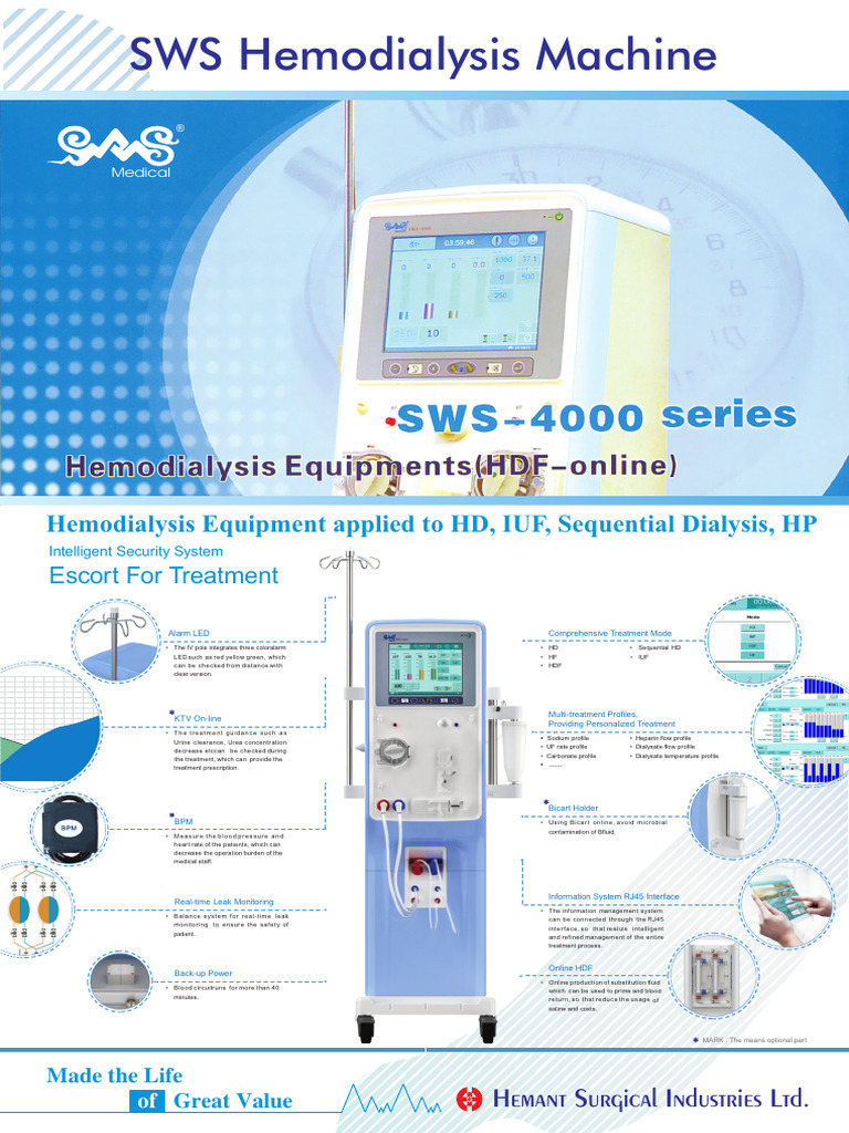 SWS 4000A New Dialysis Machine | PDF | Hemodialysis