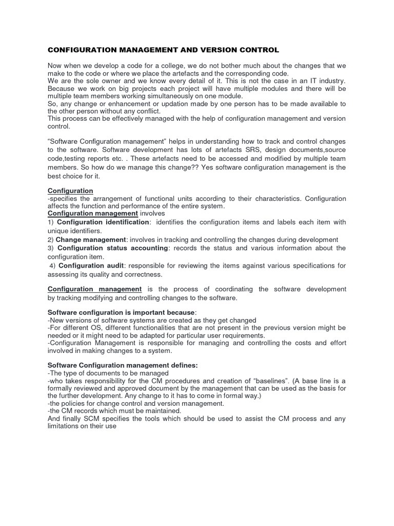 Configuration Management and Version Control | Download Free PDF ...