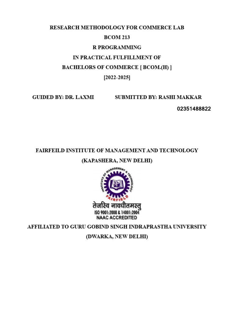 Research Methodology For Commerce Lab | PDF | Matrix (Mathematics ...