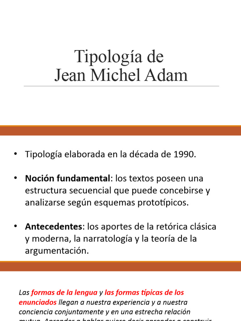 Tipología de Jean Michel Adam | PDF | Oración (Lingüística) | Argumento