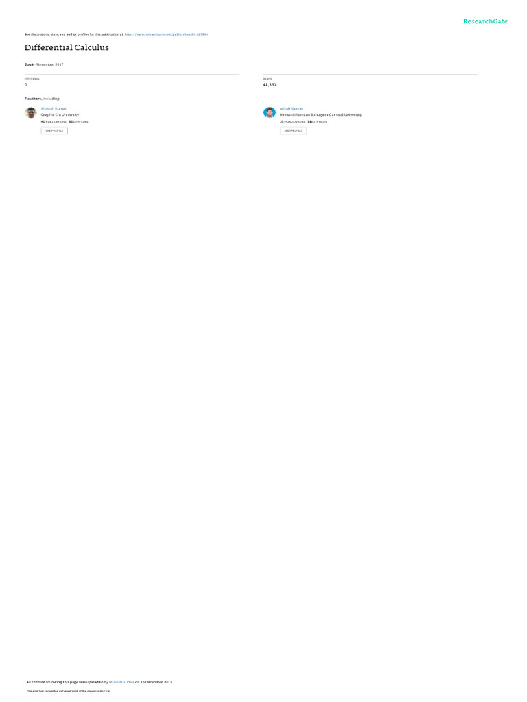 Differential Calculus Cover | PDF | Mathematical Analysis | Mathematics