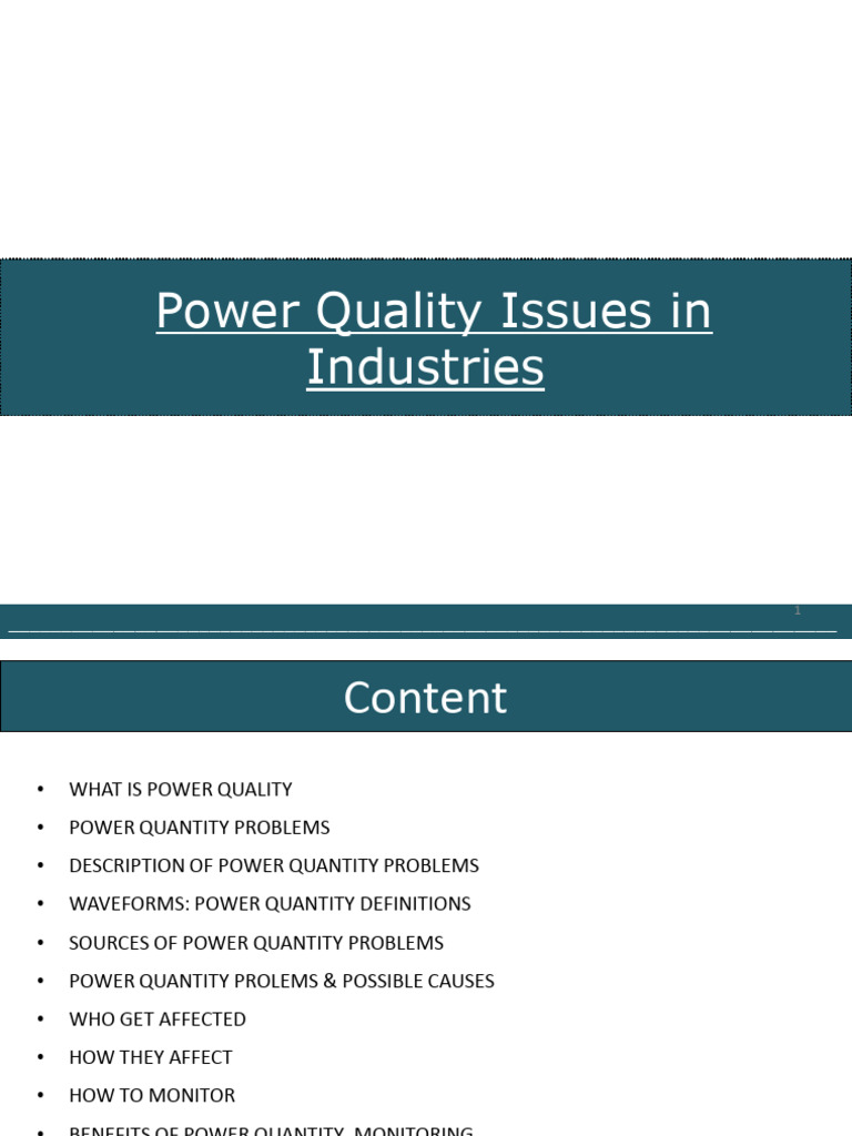 Power Quality Issues in Industries | PDF | Capacitor | Transformer