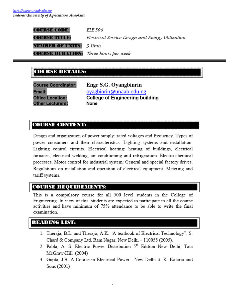 Electrical Service Design and Energy Utilization | PDF | Electrical ...