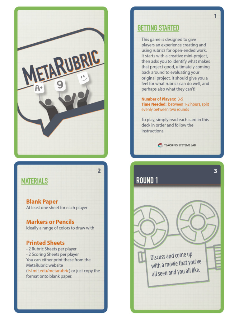 MetaRubric Cards | PDF | Rubric (Academic)
