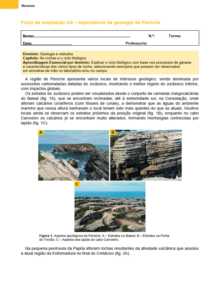 Geologia 10 - Ficha - Ampliacao - g4 | PDF | Rochas (Geologia) | Geologia