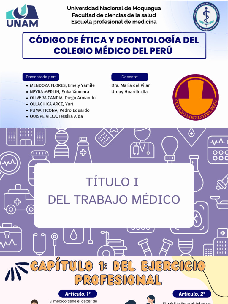 Código de Ética del Colegio Médico del Perú | PDF | Historial médico ...