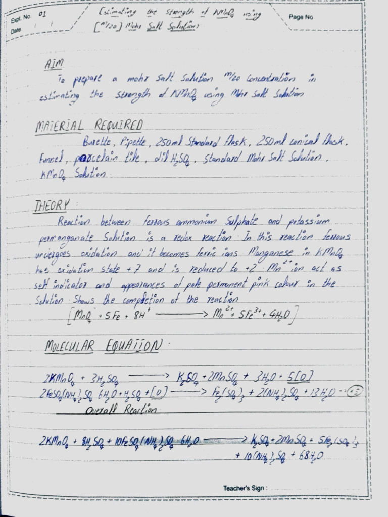Chemistry Record (Experiment) | PDF
