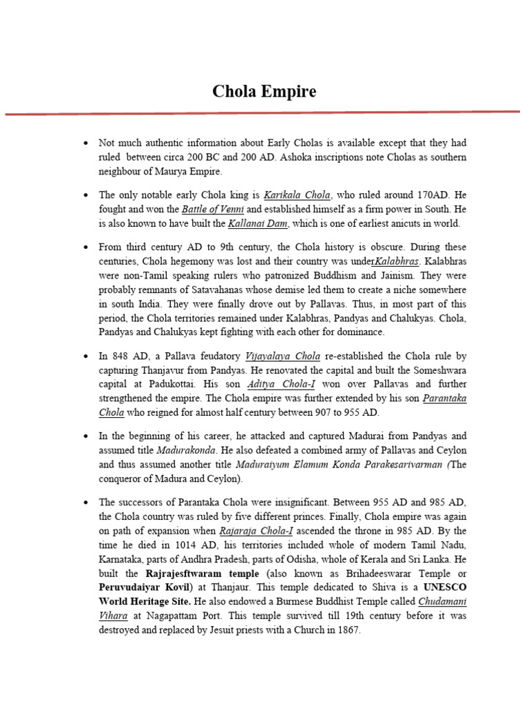 Chola Empire | PDF