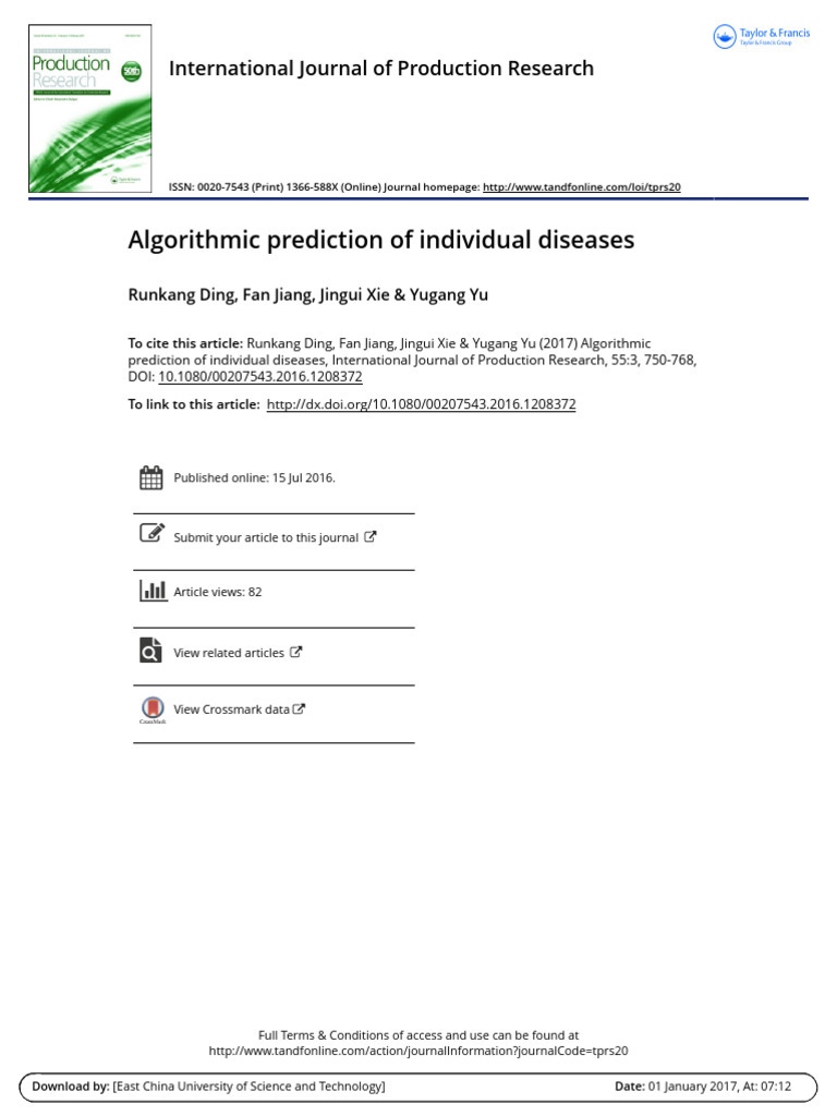 2017algorithmic Prediction of Individual Diseases MODEL | PDF | Health ...