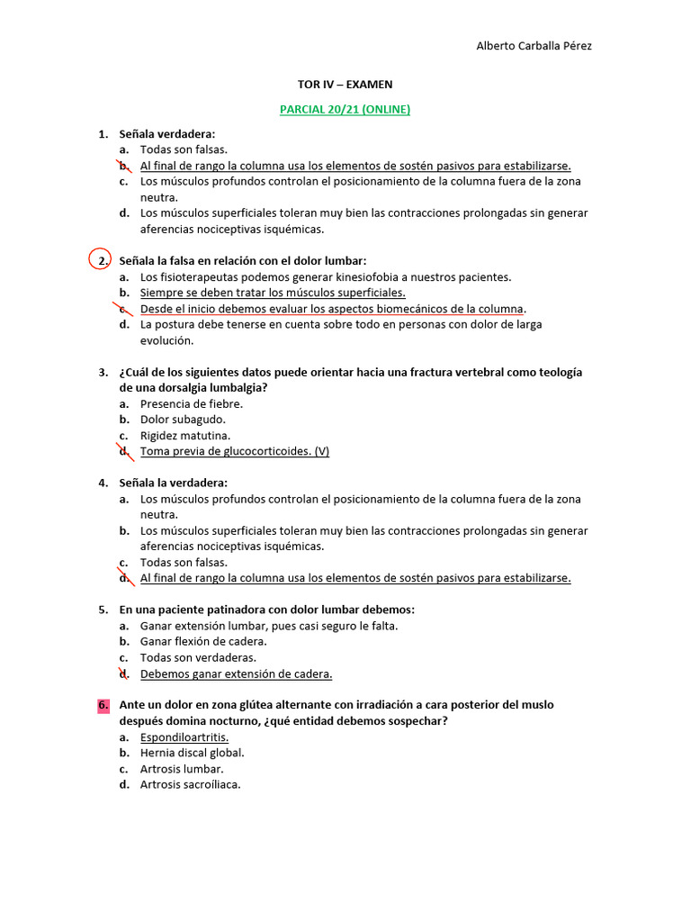 Tor Iv - Todos Los Examenes Juntos (2) (1749) | PDF | Dolor lumbar | Dolor