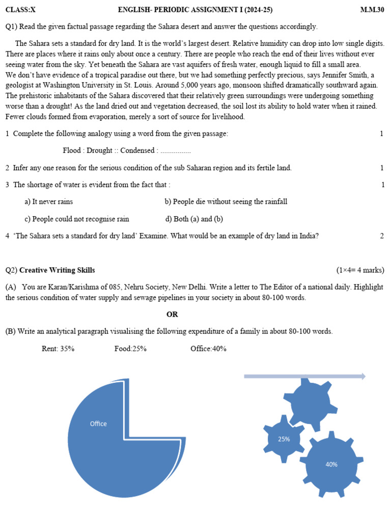 Class 10th 30 Marks Sample Paper | PDF | Rain | Sahara