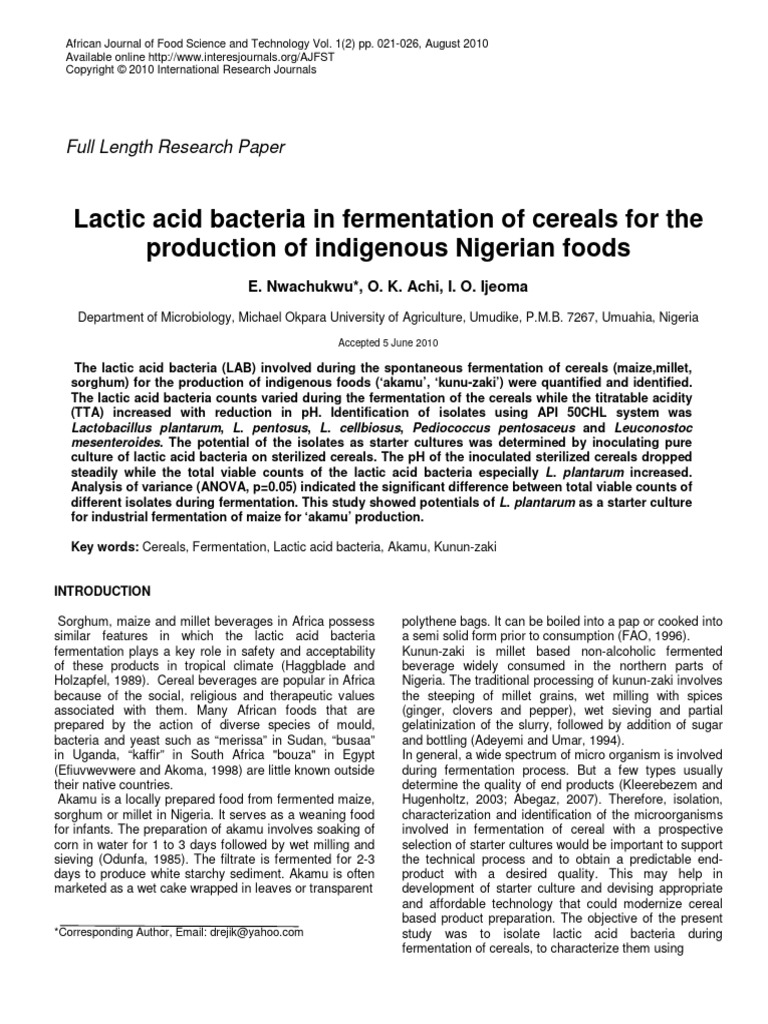 Lactic Acid Bacteria in Fermentation of | PDF | Lactobacillus ...