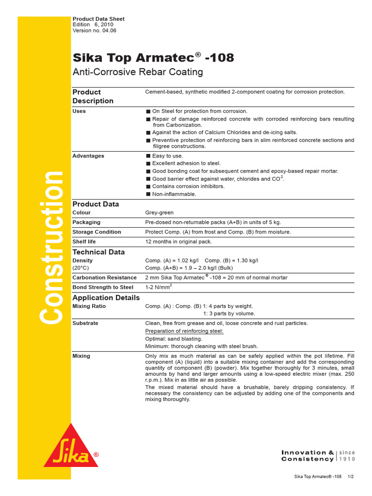 Sika Top Armatec® - 108 | PDF | Concrete | Reinforced Concrete
