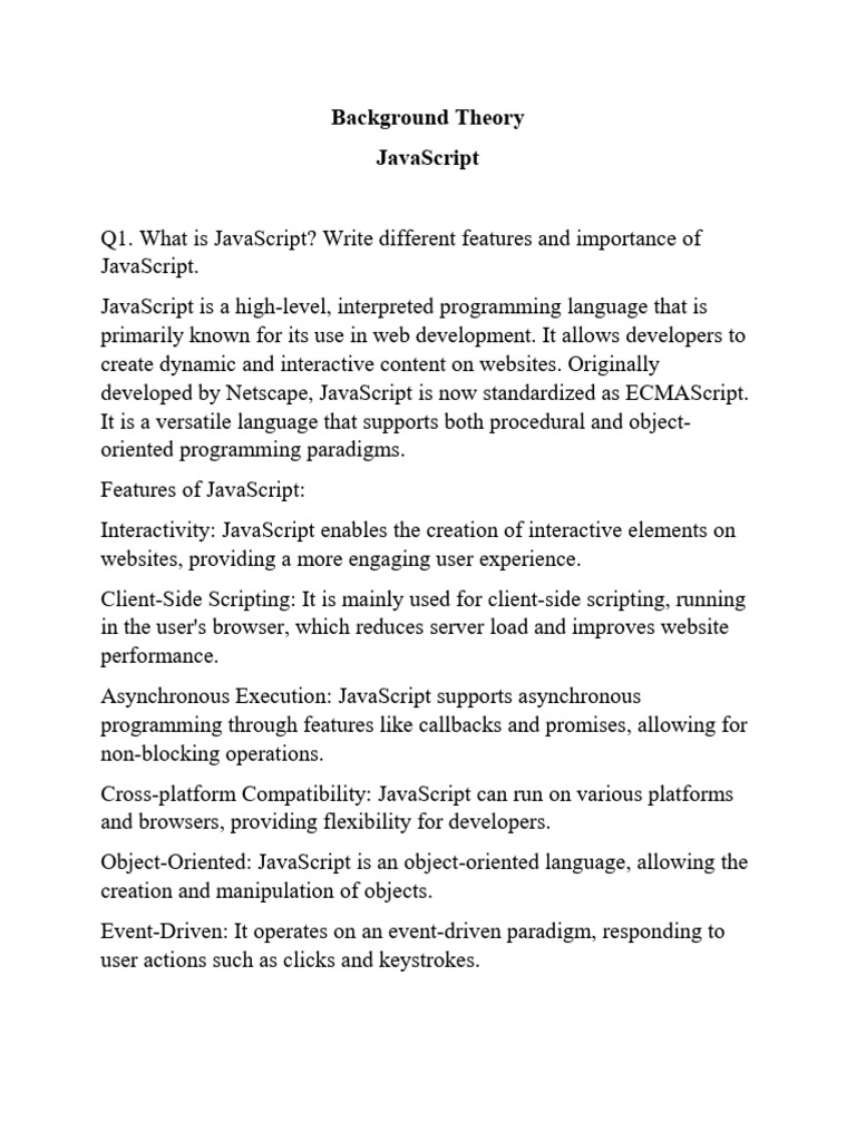 Javasccript Background Theory | PDF | Java Script | Dynamic Web Page Javasccript Background Theory | PDF | Java Script | Dynamic Web Page