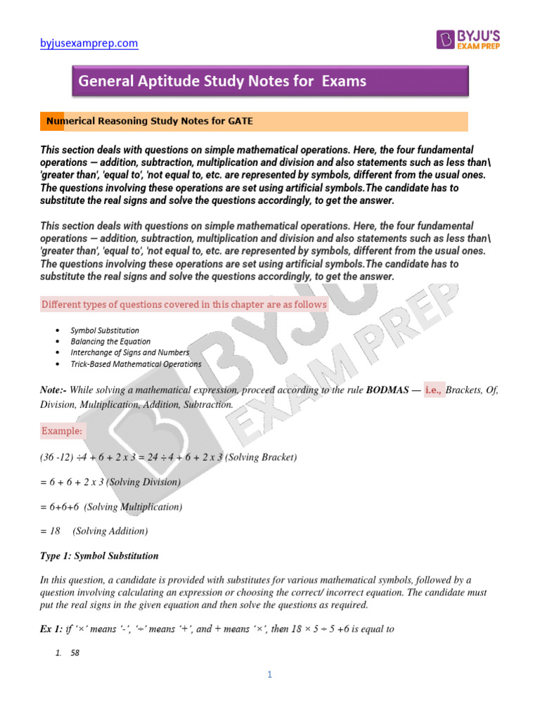 Numerical Reasoning Notes PDF 62 | PDF | Equations | Multiplication