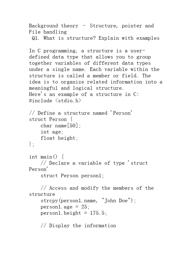 Background Theory - Structure | PDF | Pointer (Computer Programming) | Software Development