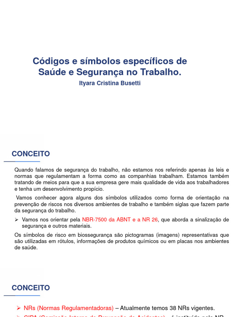 Slides - Códigos e Símbolos Específicos de Saúde e Segurança No ...