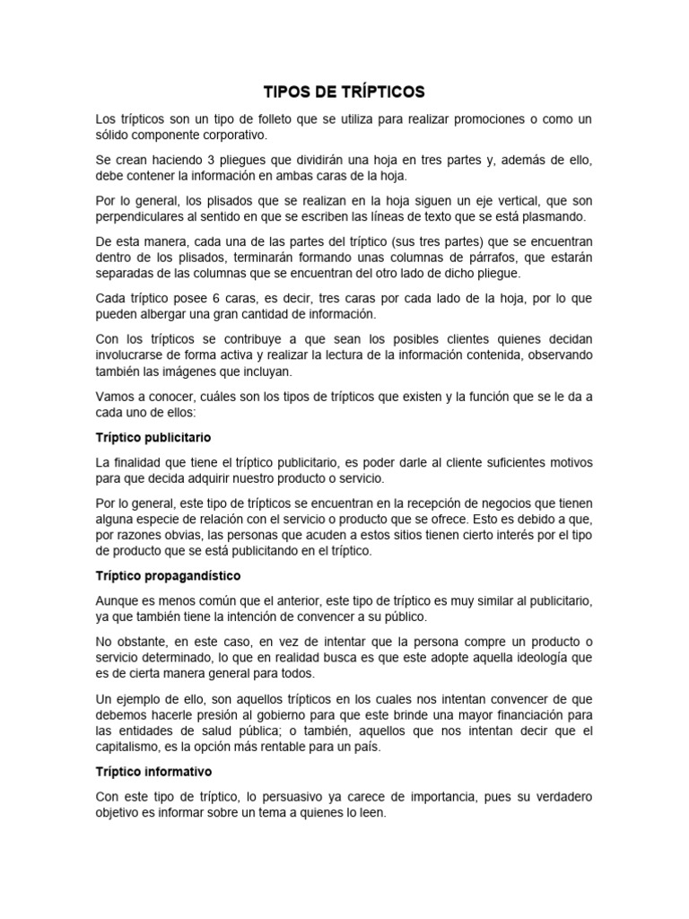 Tipos de Trípticos | PDF