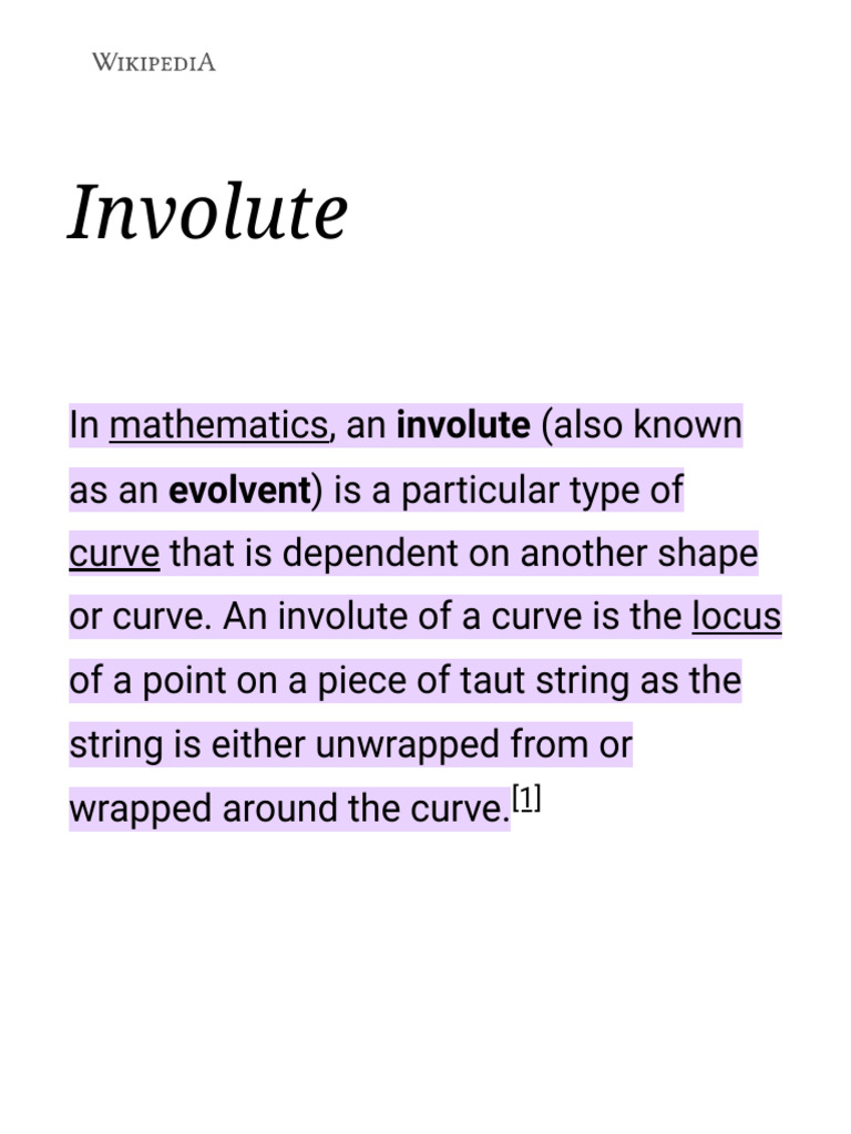 Involute - Wikipedia | PDF | Mathematical Physics | Algebraic Geometry