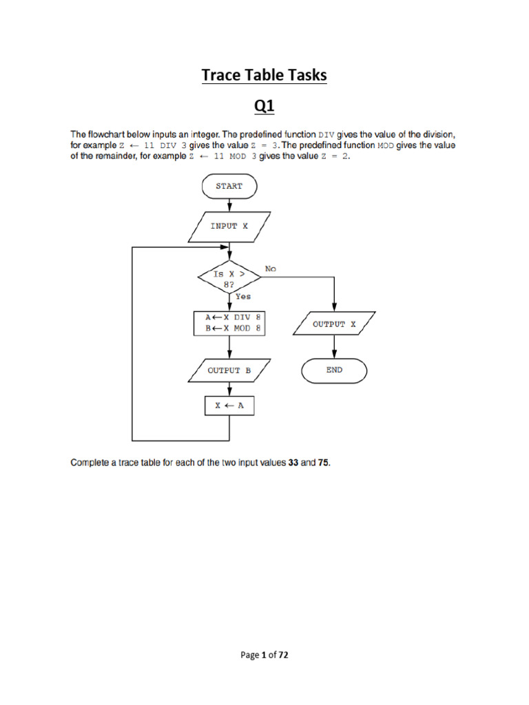 Trace Table Tasks WM | PDF | Technology & Engineering