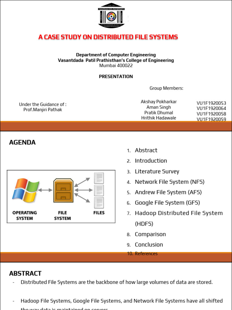 DC - PPT A Case Study On Distributed File Systems | PDF | File System | Apache Hadoop