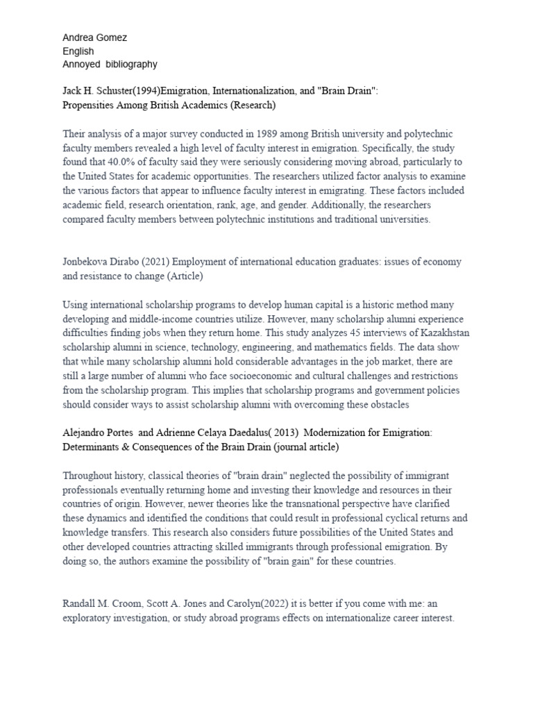 English Annoted | PDF | International Student | Human Capital Flight