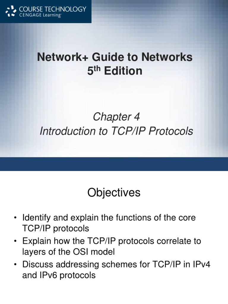 Network+ Guide To Networks 5 Edition: Introduction To TCP/IP Protocols | PDF | Transmission ...