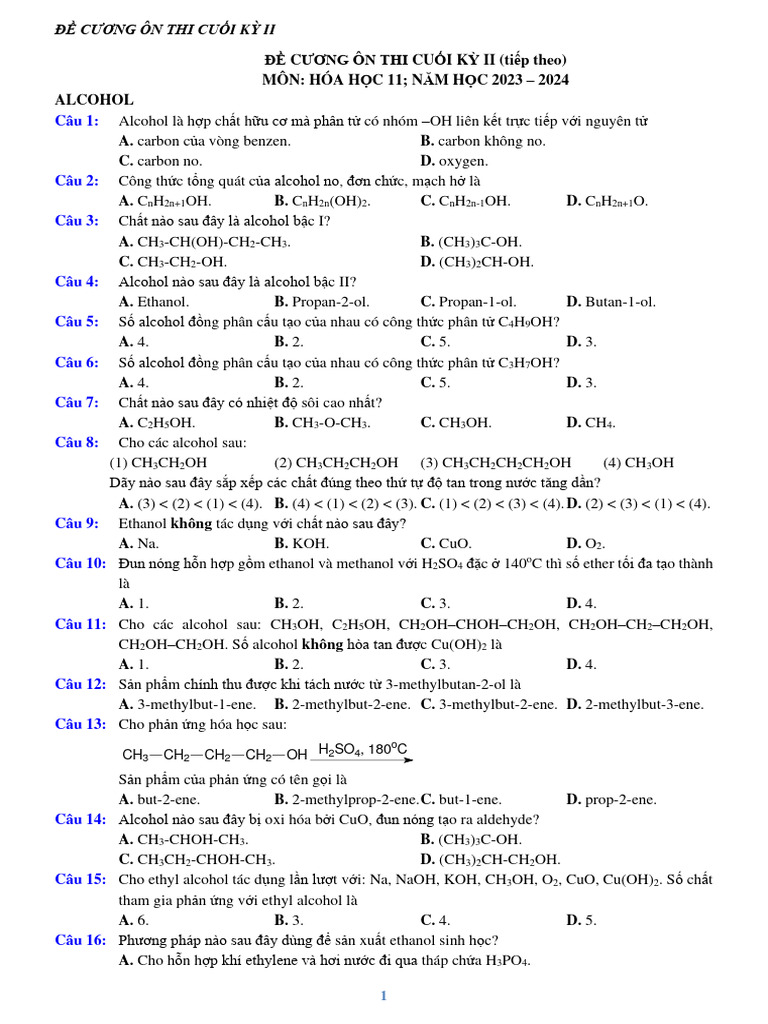 Đề Cương Ôn Thi Cuối Kỳ Ii - K11 | PDF