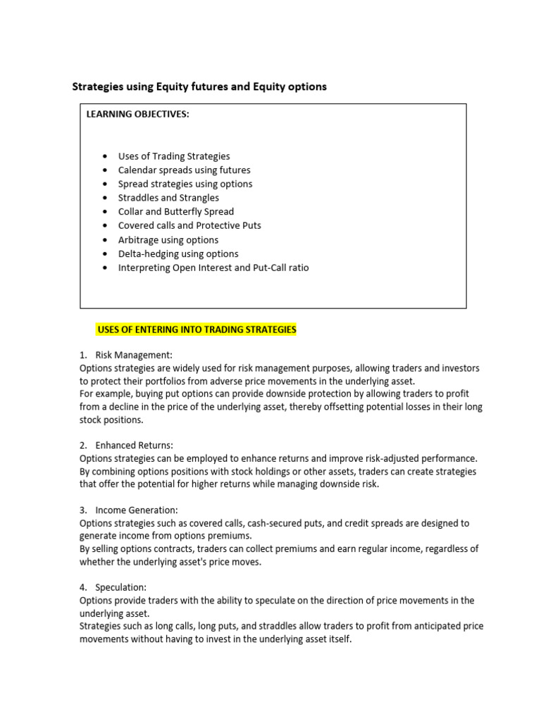 Options Trading Strategies Overview | PDF | Option (Finance) | Put Option
