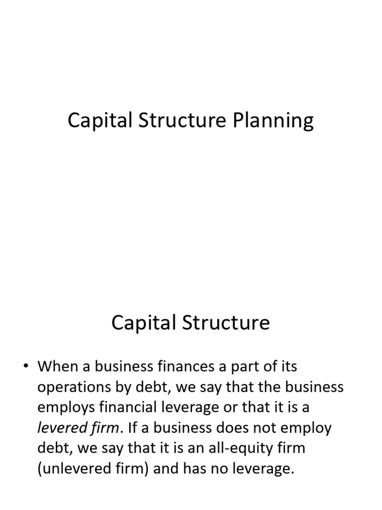 Capital Structure Planning | Download Free PDF | Capital Structure ...
