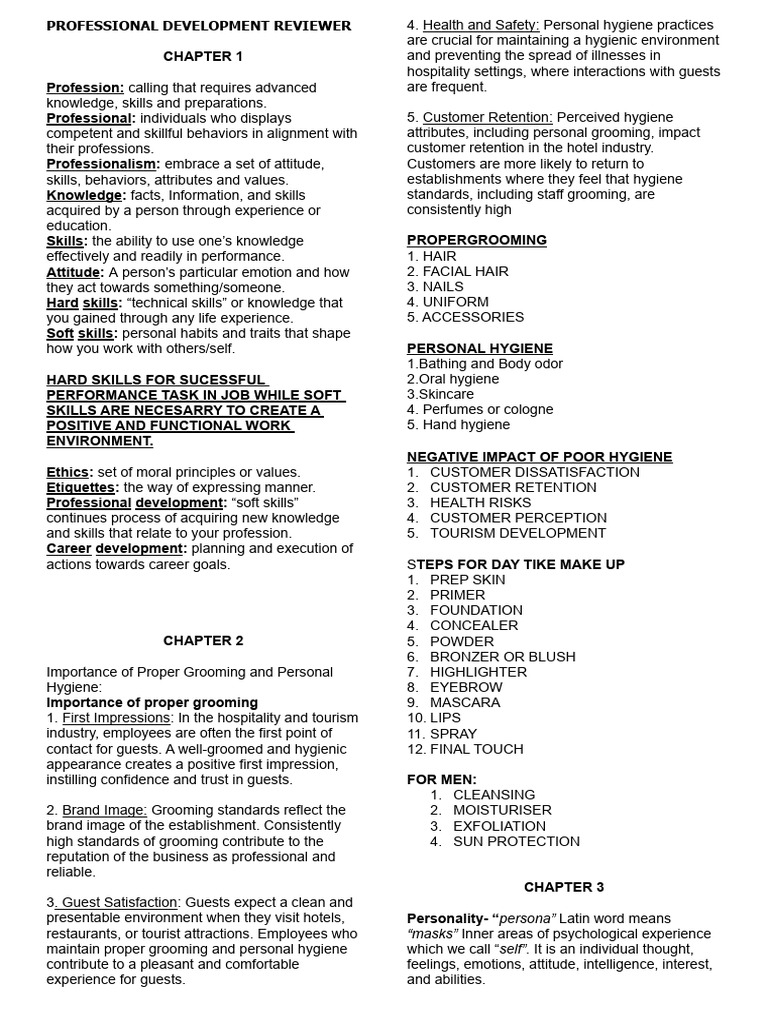 Profdev Reviewer | PDF | Employment | Hygiene