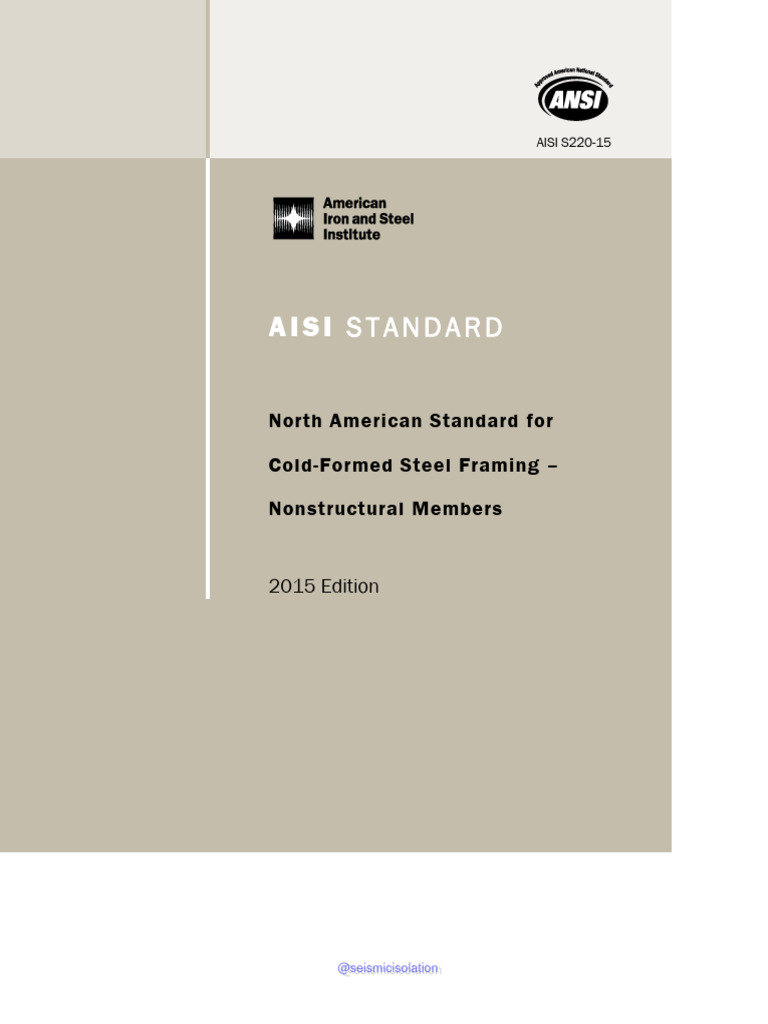 AISI S220 15 S220 15 North American Standard For Cold Formed Steel ...