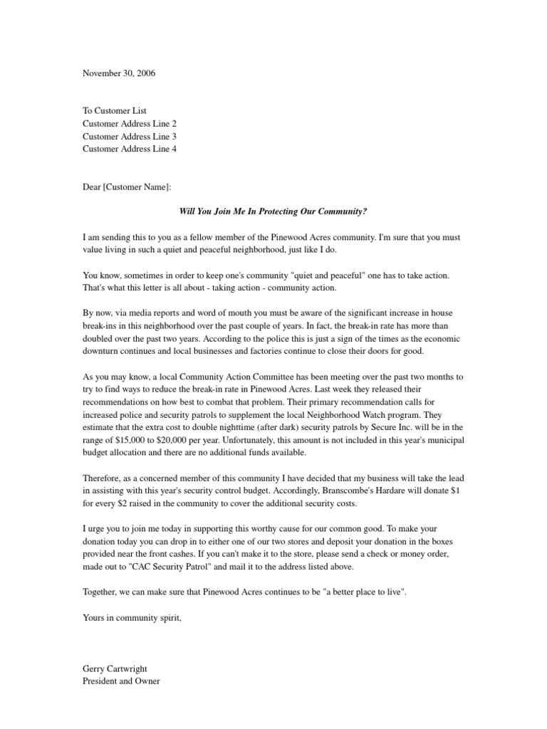 Donation Letter - Typical Fundraising Solicitation Letter | PDF