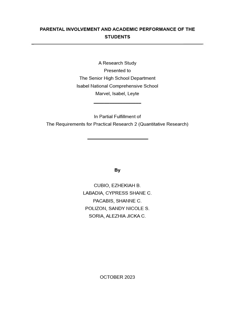 Final Parental Involvement and Academic Performance of The Students 2 ...