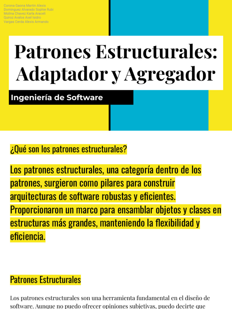 Patrones Estructurales - Adaptador y Agregador | PDF | Objeto (informática) | Json