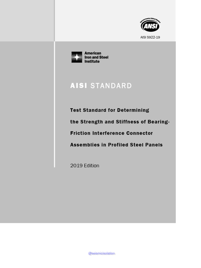 AISI S922 19 Test Standard For Determining The Strength and Stiffness ...