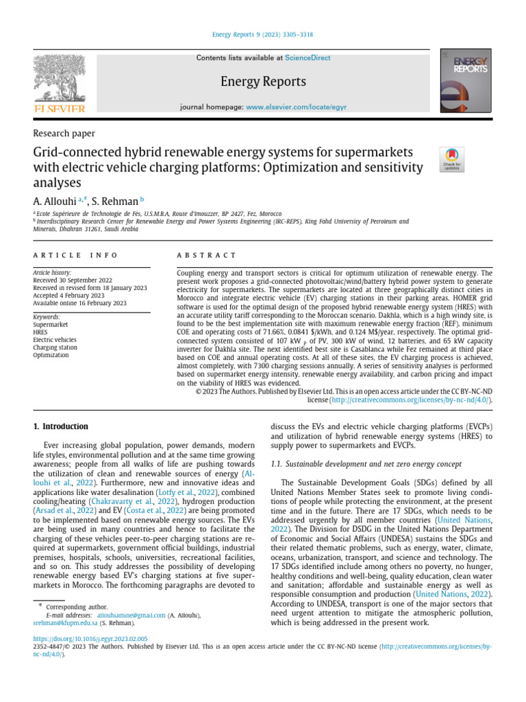 Grid Connected Hybrid Renewable Energy Systems For Supermarkets - 2023 ...