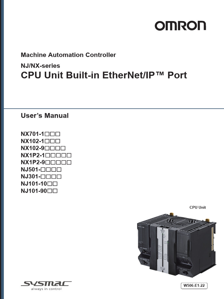 w506 NX Nj-Series Cpu Unit Built-In Ethernet Ip Port Users Manual en | PDF | Ip Address ...