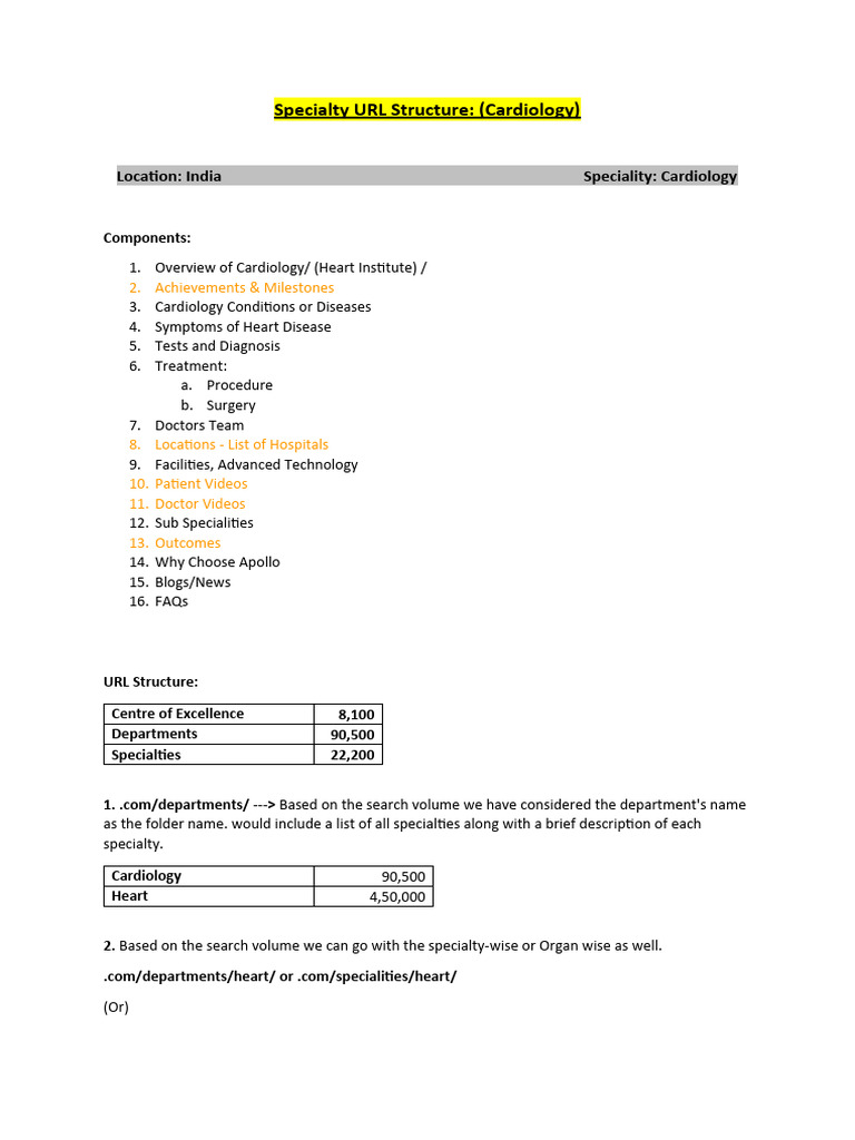 COE Page Content Structure - Medium Intent | PDF | Cardiology ...