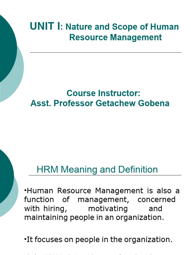 Unit I. Nature & Scope of HRM | PDF | Human Resource Management | Human ...