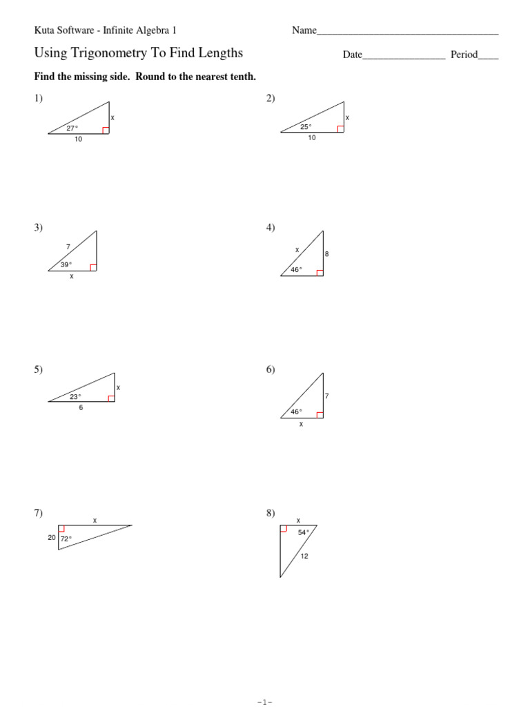Trigonometry To Find Lengths-1 | PDF | Trigonometry