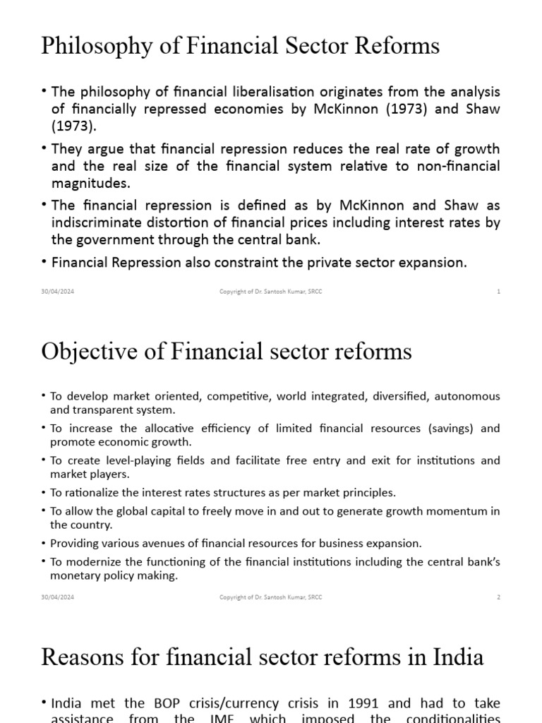 Financial Reforms | PDF | Banks | Reserve Bank Of India