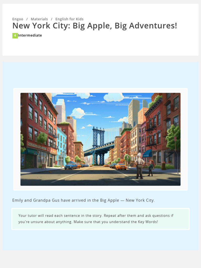 New York City - Big Apple, Big Adventures! - Engoo | PDF