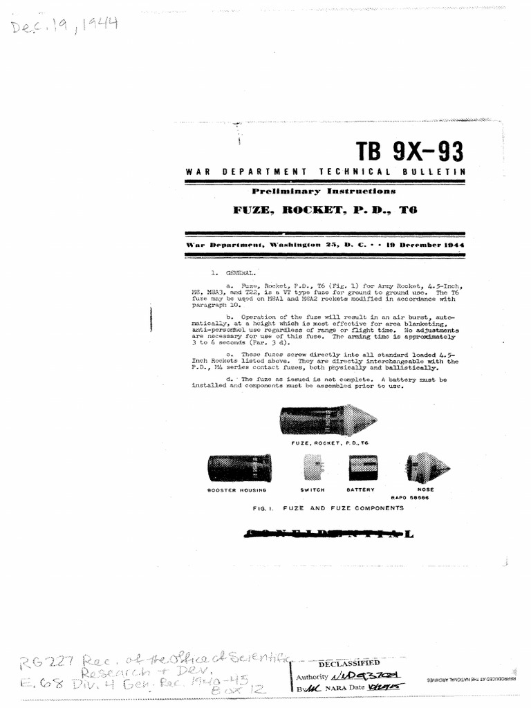 TB 9x 93 Fuze Rocket PD t6 | PDF | Fuze