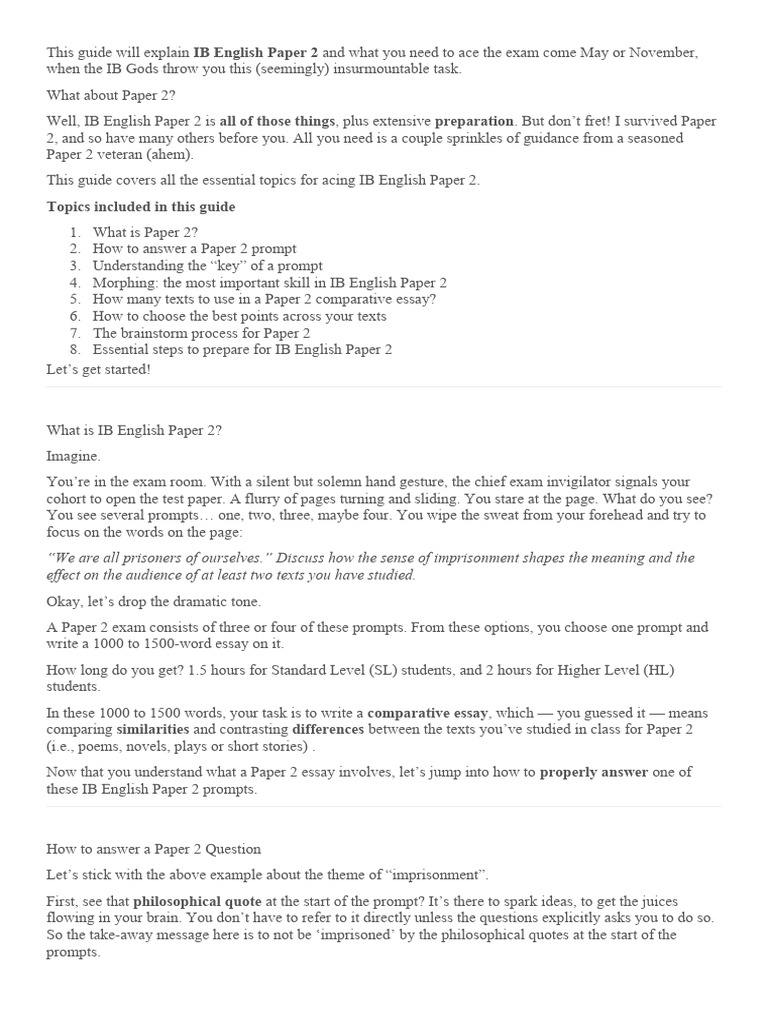 Acing IB English Paper 2: Essential Guide | PDF | Essays