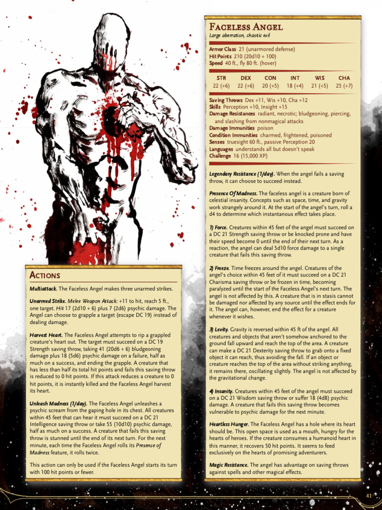 Faceless Angel D&D 5E Stat Block | PDF