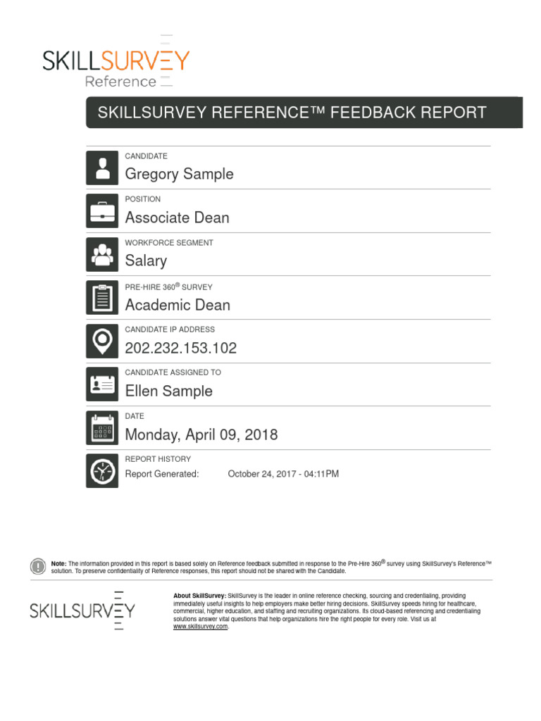 Skillsurvey Reference Sample Feedback Report | PDF | Sampling ...