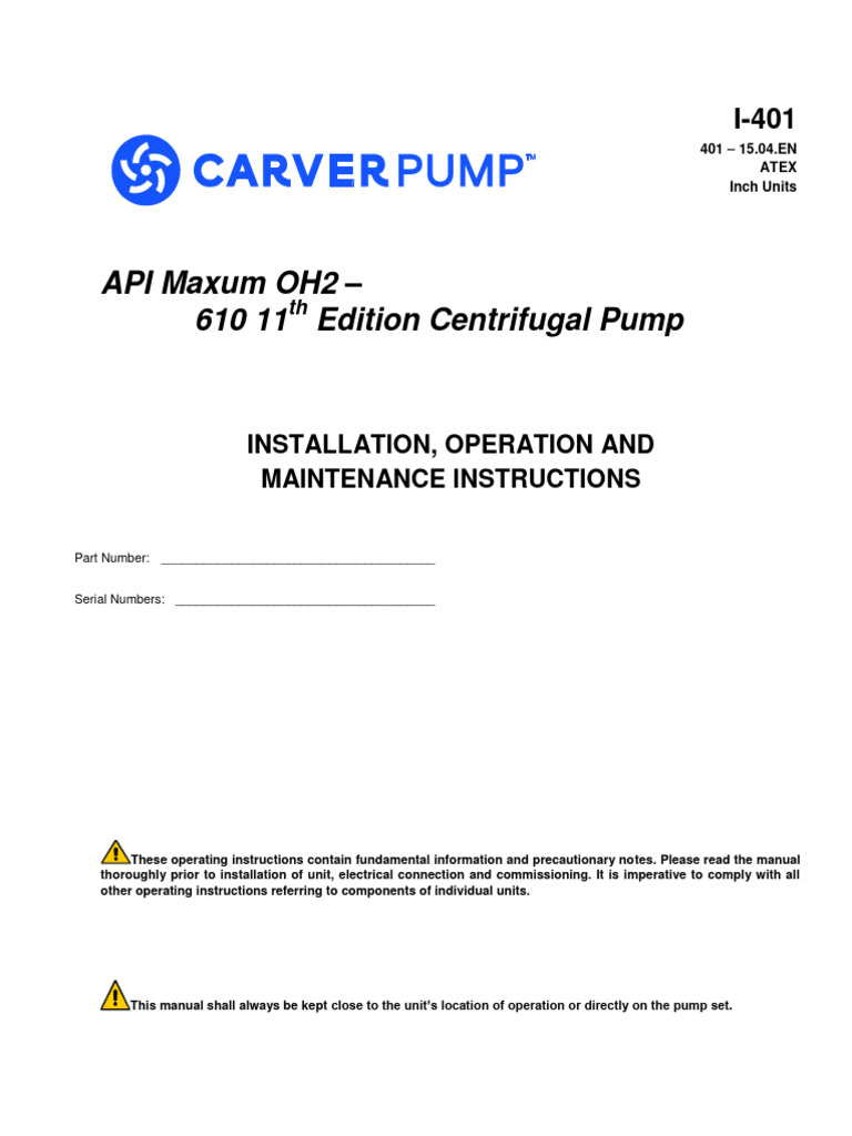 I 401 API Maxum OH2 610 11th Edition July 2018 | PDF | Pump | Bearing ...